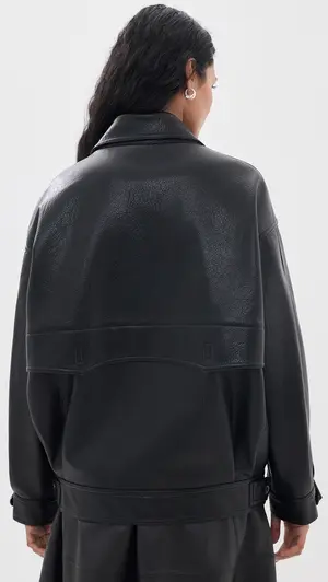 Source Unknown Vitellino Double Breasted Faux Leather Jacket