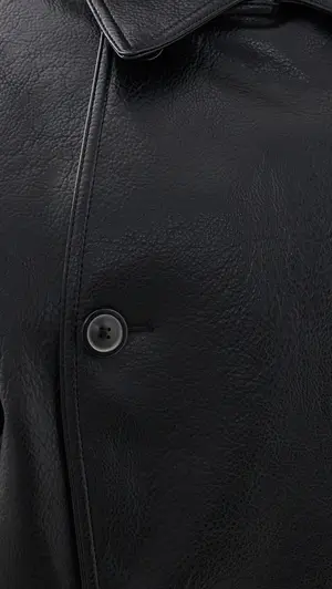 Source Unknown Vitellino Double Breasted Faux Leather Jacket