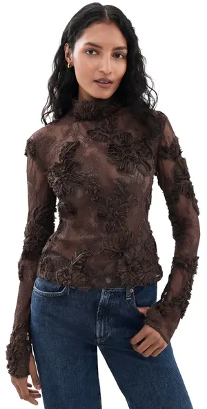 AKNVAS Freja Lace Top - Brown