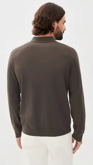 Theory Goris Long Sleeve Polo In Light Bilen - Classic Brown