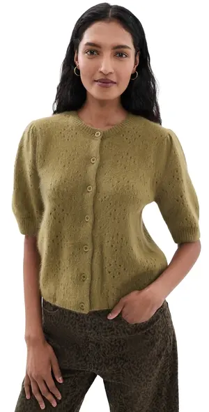 FRAME The Cashmere Airy Cardigen - Deep Olive