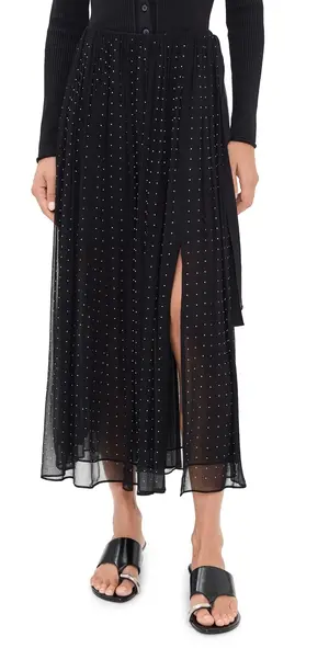 Vince Heat Set Dot Gathered Skirt - Black