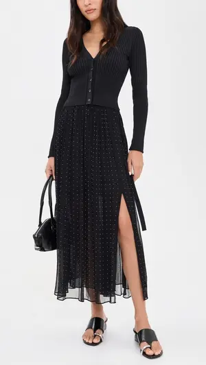 Vince Heat Set Dot Gathered Skirt