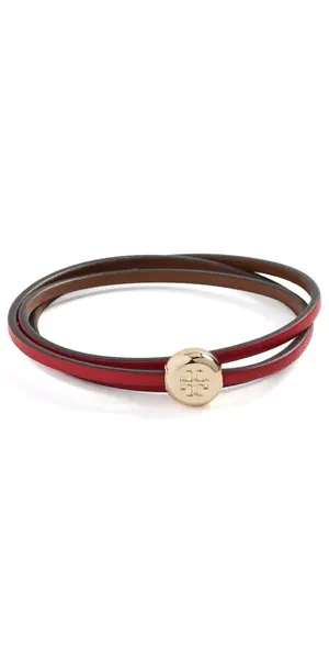 Tory Burch Romy Multi-stand Bracelet - Light Brass/red