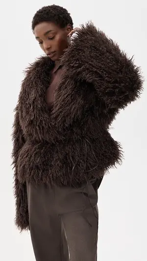Source Unknown Hathi Belted Faux Fur Jacket