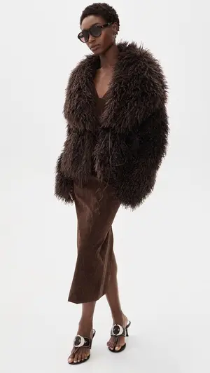 Source Unknown Hathi Belted Faux Fur Jacket