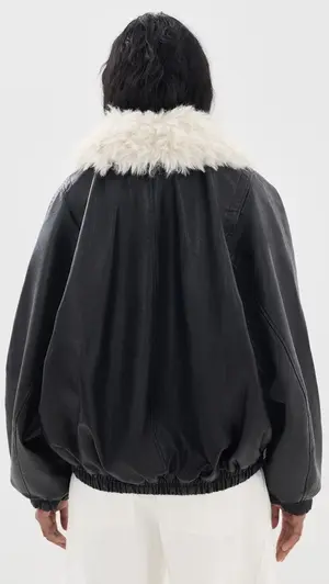 Source Unknown Rioni Faux Fur Collar Bomber Jacket