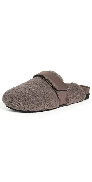 ROAM Fuzzy Loafer Mules - Taupe