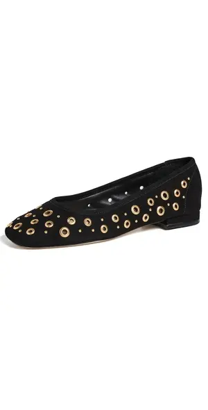 Cinq À Sept Ivy Mixed Hardware Ballet Flats - Black