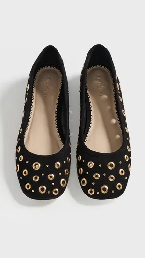Cinq À Sept Ivy Mixed Hardware Ballet Flats