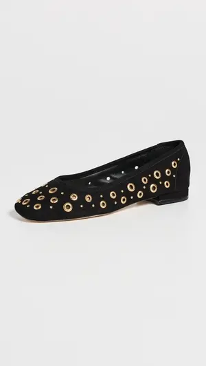 Cinq À Sept Ivy Mixed Hardware Ballet Flats