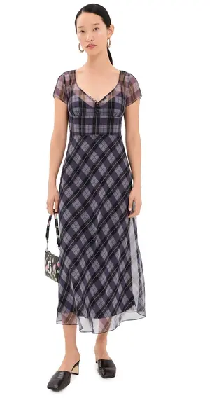 Marc Jacobs Plaid Chiffon Midi Dress - Runway Plaid