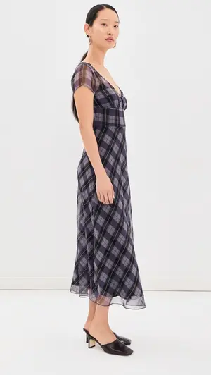 Marc Jacobs Plaid Chiffon Midi Dress
