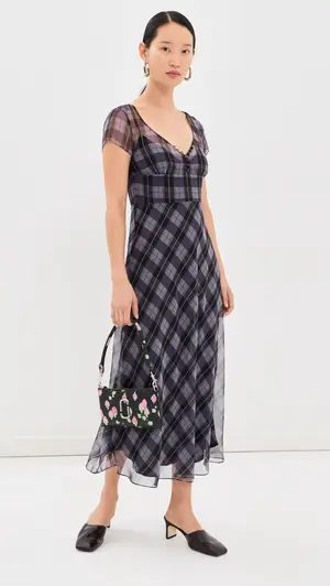 Marc Jacobs Plaid Chiffon Midi Dress