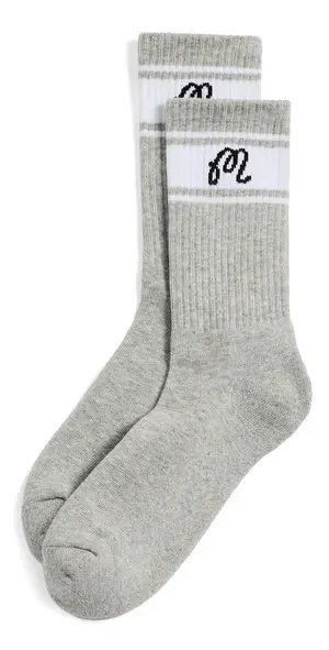 MALBON Haven Crew Socks - Heather Grey