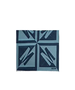 Moschino Printed Raw Edge Scarf - Blue