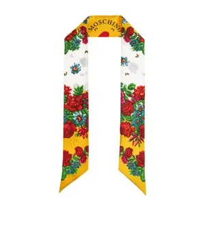 Moschino Floral Motif Satin Scarf - Red