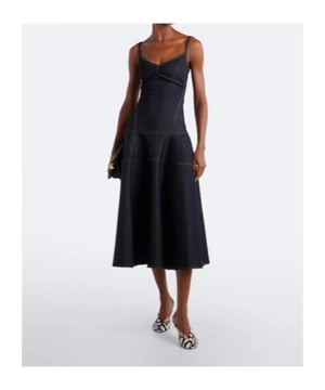 Jacquemus Pina De-nîmes Gathered Denim Midi Dress