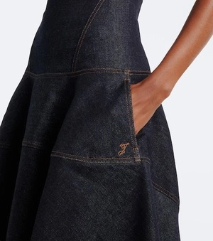 Jacquemus Pina De-nîmes Gathered Denim Midi Dress