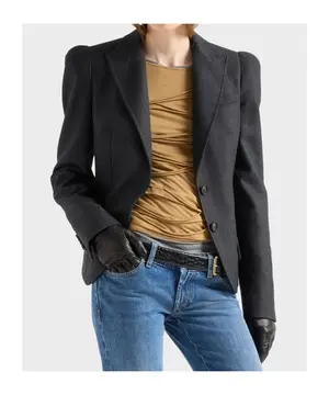 7 For All Mankind High Shoulder Blazer In Wool