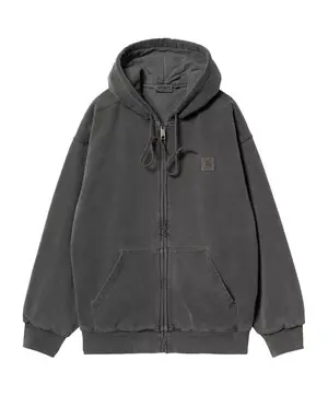 Carhartt Work In Progress Vista Drawstring Zip-up Hoodie - Black, Garment Dyed