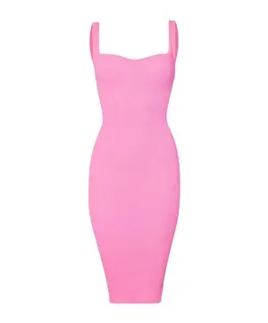 Hunza G Square-neck Textured Midi Fitted Dress - No