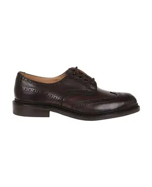 TRICKER'S Leather Wing Tip Derby Shoes - Black