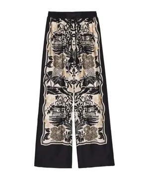 ERMANNO FIRENZE Graphic-print Drawstring Palazzo Trousers