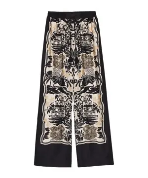 ERMANNO FIRENZE Graphic-print Drawstring Palazzo Trousers