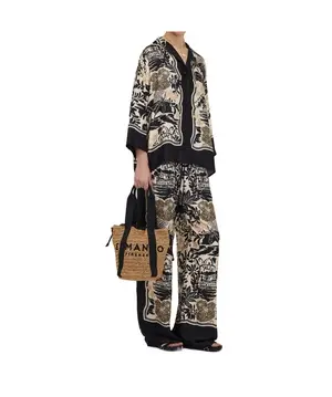 ERMANNO FIRENZE Graphic-print Drawstring Palazzo Trousers