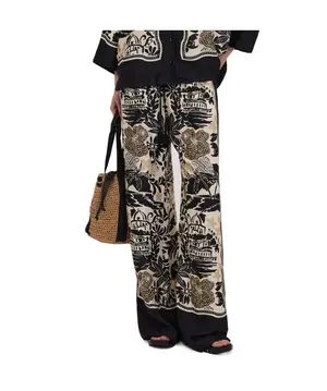 ERMANNO FIRENZE Graphic-print Drawstring Palazzo Trousers