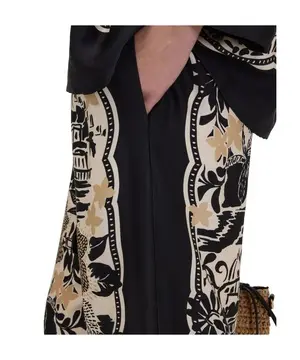 ERMANNO FIRENZE Graphic-print Drawstring Palazzo Trousers