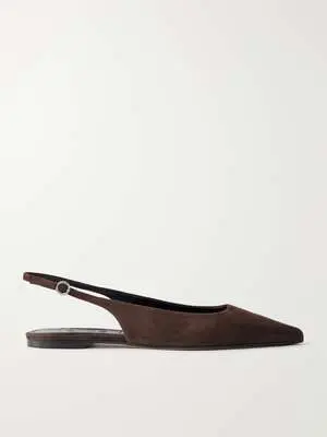 AeydĒ Annora Suede Slingback Flats - Chocolate