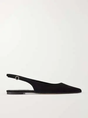 AeydĒ Annora Suede Slingback Flats - Black