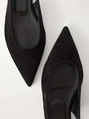 AeydĒ Annora Suede Slingback Flats - Black