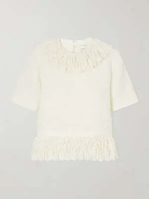 LIBEROWE Fringed Wool-blend Tweed Top