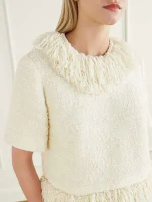LIBEROWE Fringed Wool-blend Tweed Top