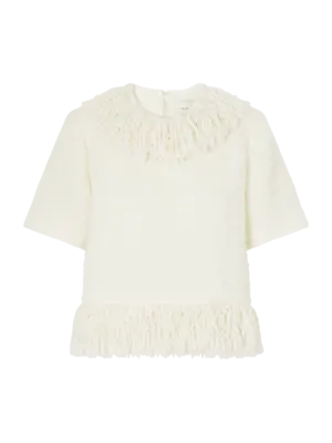 LIBEROWE Fringed Wool-blend Tweed Top - Neutrals