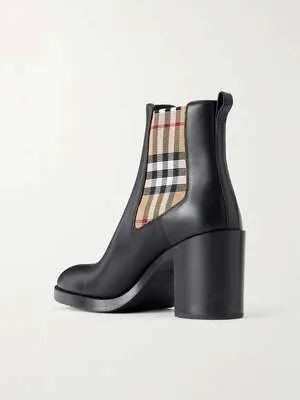 Burberry 70 Check-trimmed Leather Boots