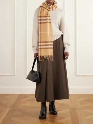 Burberry Check-trimmed Leather Boots