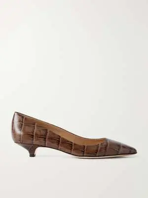 JAMIE HALLER The Kitty Croc-effect Leather Pumps