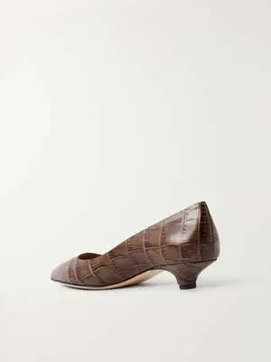 JAMIE HALLER The Kitty Croc-effect Leather Pumps