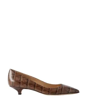 JAMIE HALLER The Kitty Croc-effect Leather Pumps - Gray