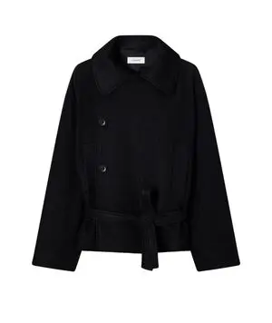 LEMAIRE Belted Wool And Alpaca-blend Coat - Black
