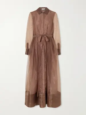 Simkhai Montgomery Belted Organza Gown - Brown