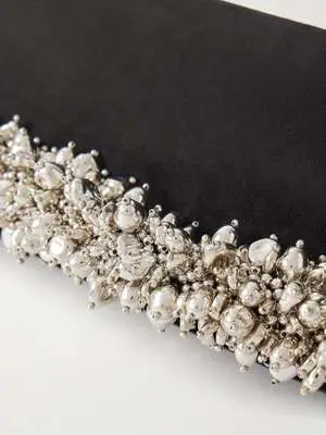 Simkhai River East West Bead-embellished Suede Clutch