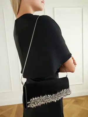 Simkhai River East West Bead-embellished Suede Clutch