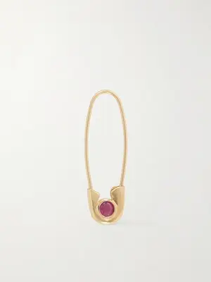 LOREN STEWART 14-karat Yellow And Ruby Safety Pin Earring - Gold