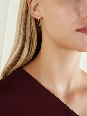LOREN STEWART 14-karat Yellow And Ruby Safety Pin Earring