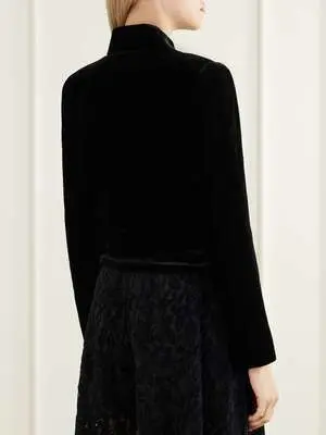 Costarellos Elvie Cropped Velvet Jacket